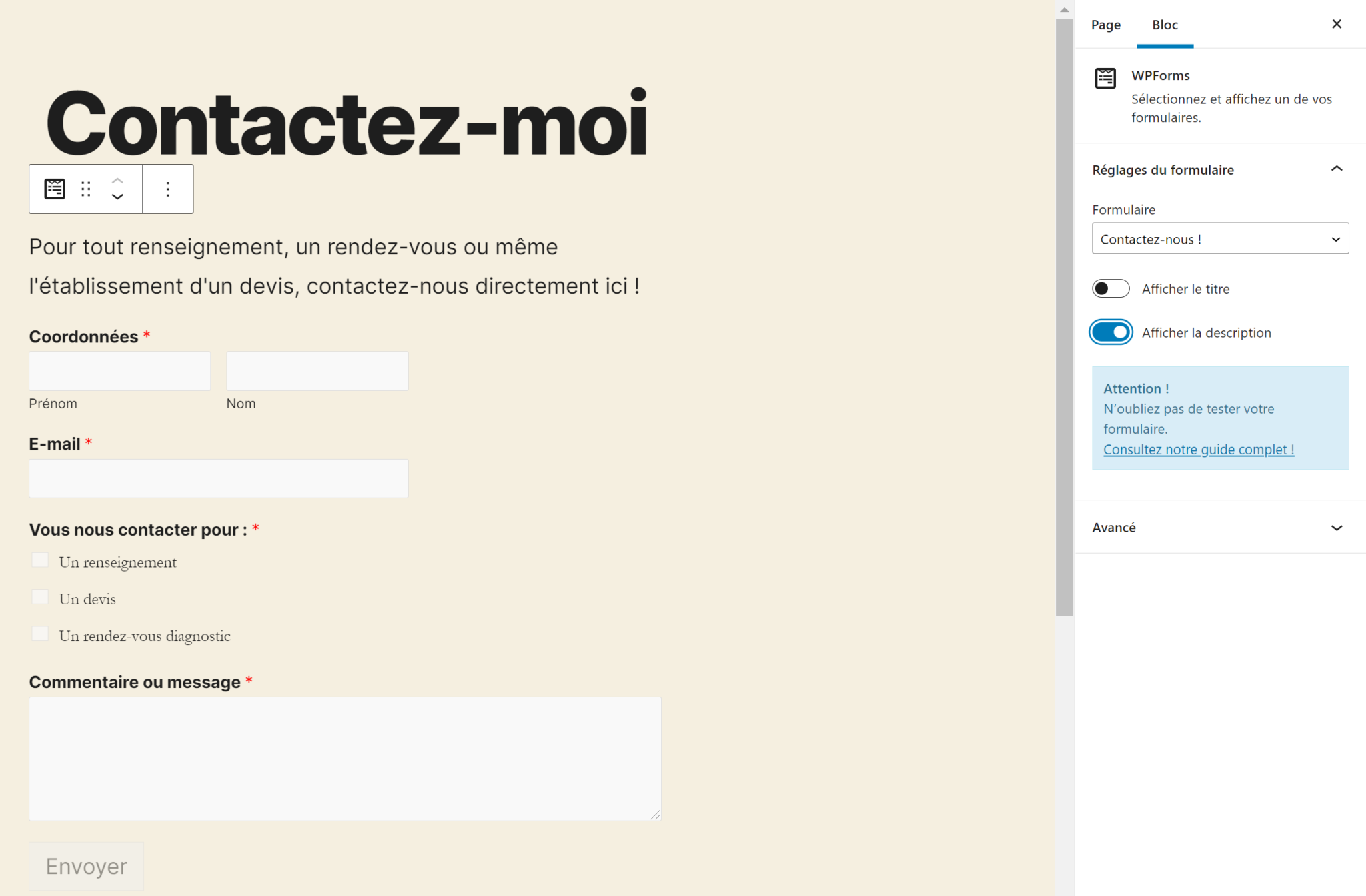 Faire un formulaire de contact avec WPForms - WP FORM · Créer son site ...